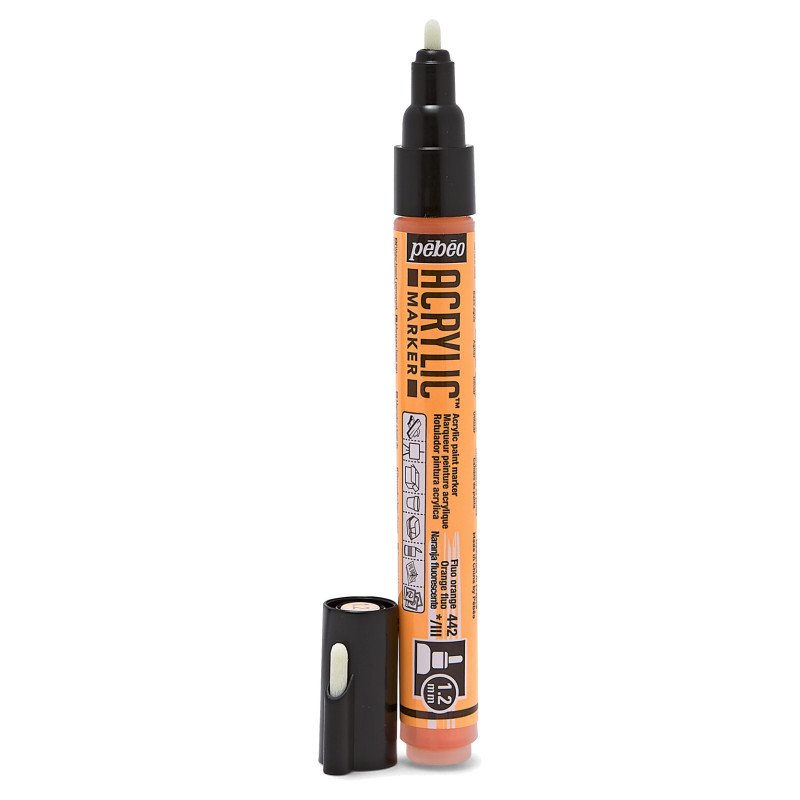ACRYLIC MARKER PUNTA FINO REDONDO 1,2 MM NARANJA FLUORESCENTE – Pébéo