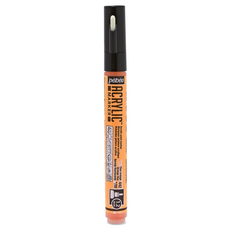 ACRYLIC MARKER PUNTA FINO REDONDO 1,2 MM NARANJA FLUORESCENTE – Pébéo